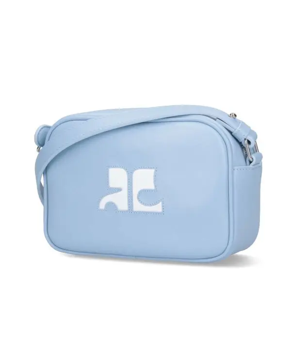 COURREGES Reedition Logo Patch Zip-up Shoulder Bag - Blue