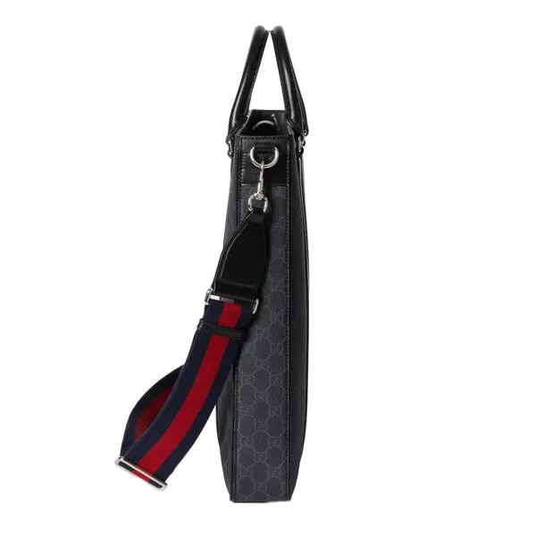 Gucci Gg Supreme Canvas Tote Bag With Adjustable Shoulder Strap - Black