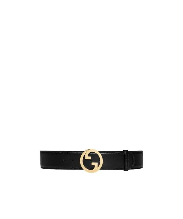 Gucci Interlocking G Buckle Leather Belt - Black
