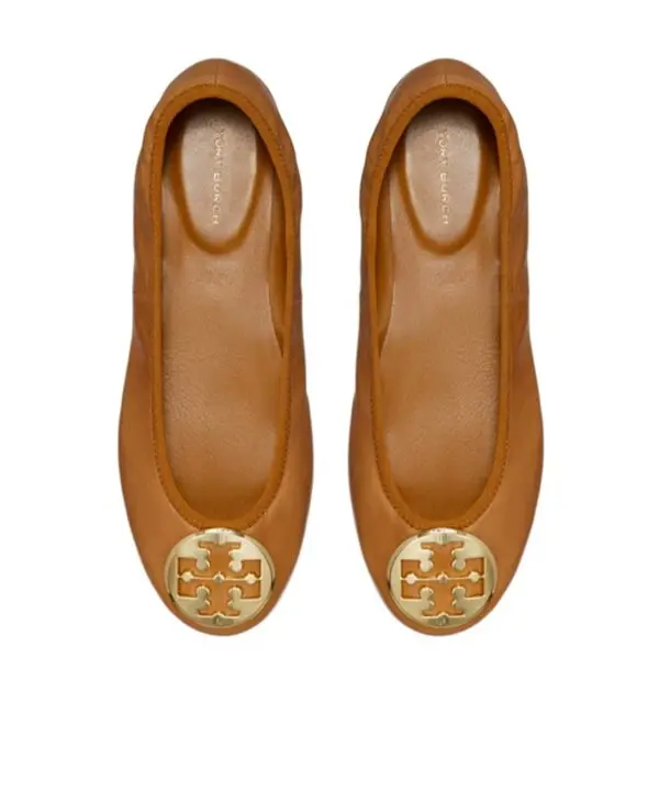 Tory Burch Leather Logo Detail Ballet Flats