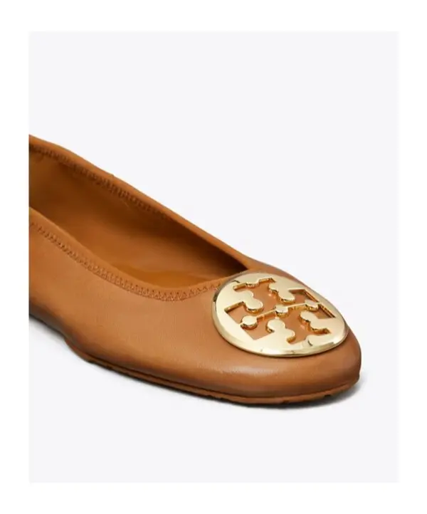 Tory Burch Leather Logo Detail Ballet Flats
