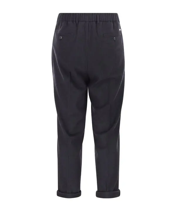 Herno Drawstring Waist Pleated Casual Trousers - Black