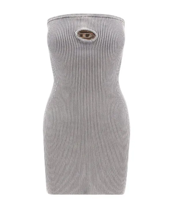 DIESEL® Oval D Detailed Ribbed Mini Dress