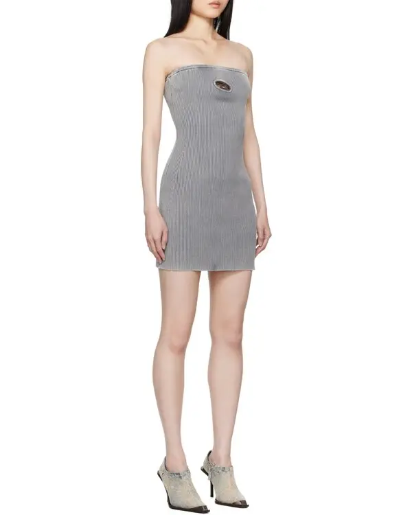DIESEL® Oval D Detailed Ribbed Mini Dress