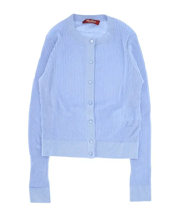 Max Mara Crewneck Button-up Cardigan - Blue