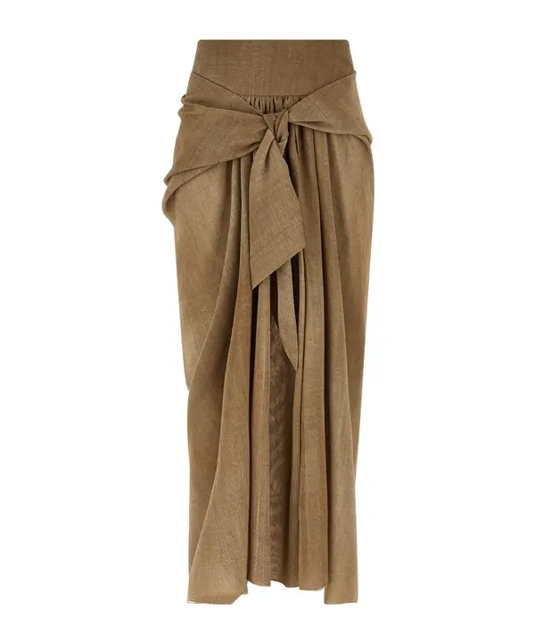 Ermanno Scervino Marocain Tie-front Maxi Skirt