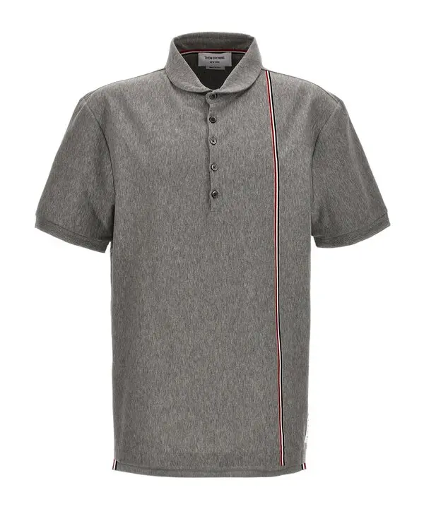 Thom Browne Rwb Striped Short-sleeved Polo Shirt