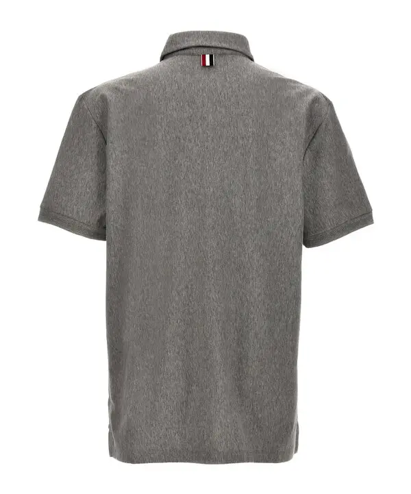 Thom Browne Rwb Striped Short-sleeved Polo Shirt