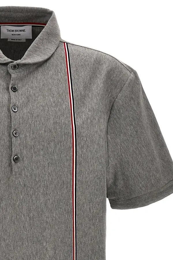 Thom Browne Rwb Striped Short-sleeved Polo Shirt