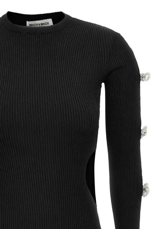 MACHMACH Mach & Mach Embellished Ribbed Knit Dress
