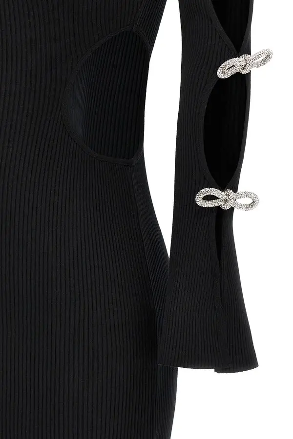 MACHMACH Mach & Mach Embellished Ribbed Knit Dress