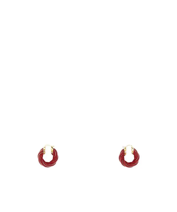Bottega Veneta Twisted Leather Hoop Earrings - Red