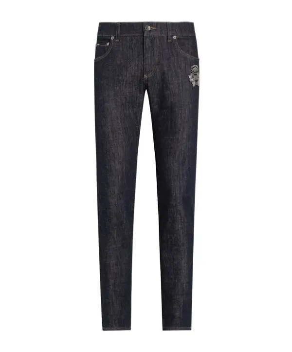 Dolce & Gabbana Heraldic Patch Skinny Jeans - Blue