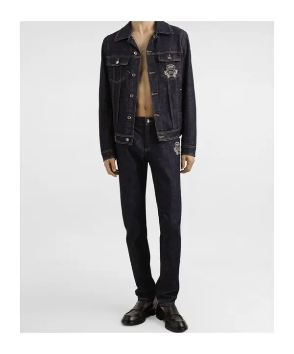 Dolce & Gabbana Heraldic Patch Skinny Jeans - Blue