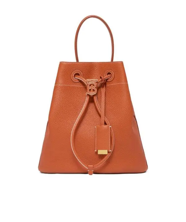 Burberry Tb Plaque Drawstring Bucket Bag - Brown