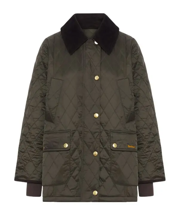 Barbour Quilted Jacket With Corduroy Collar - Black