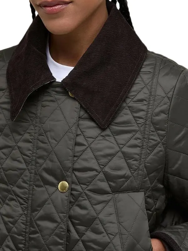 Barbour Quilted Jacket With Corduroy Collar - Black