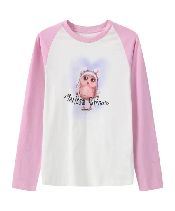 Marissa Chiara Long Sleeve Crewneck T-shirt - Pink