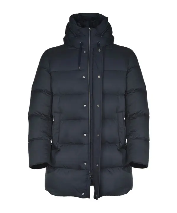 Herno Long-sleeved Hooded Down Jacket - Dark Blue