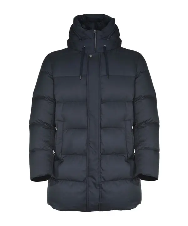 Herno Long-sleeved Hooded Down Jacket - Dark Blue