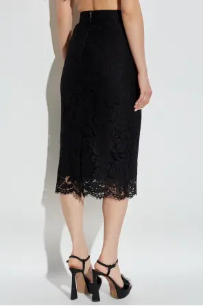 Dolce & Gabbana Lace Scalloped-hem Midi Skirt - Black