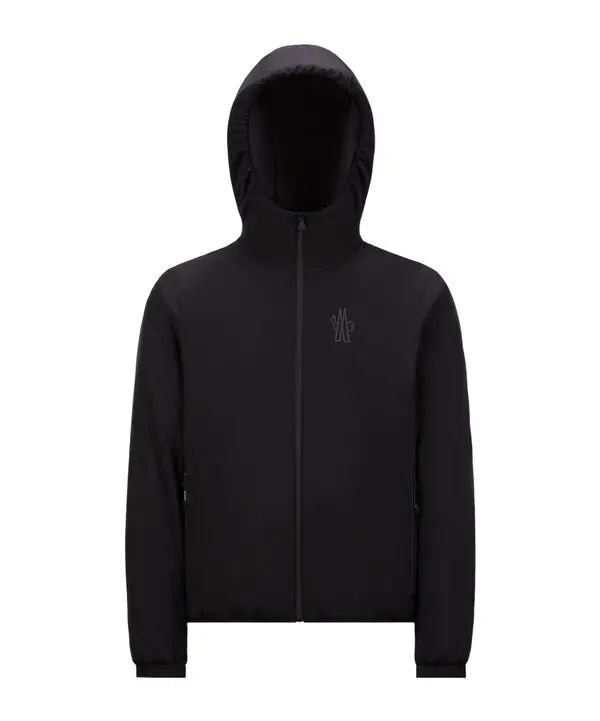 Moncler Logo Printed Hooded Jacket - Black