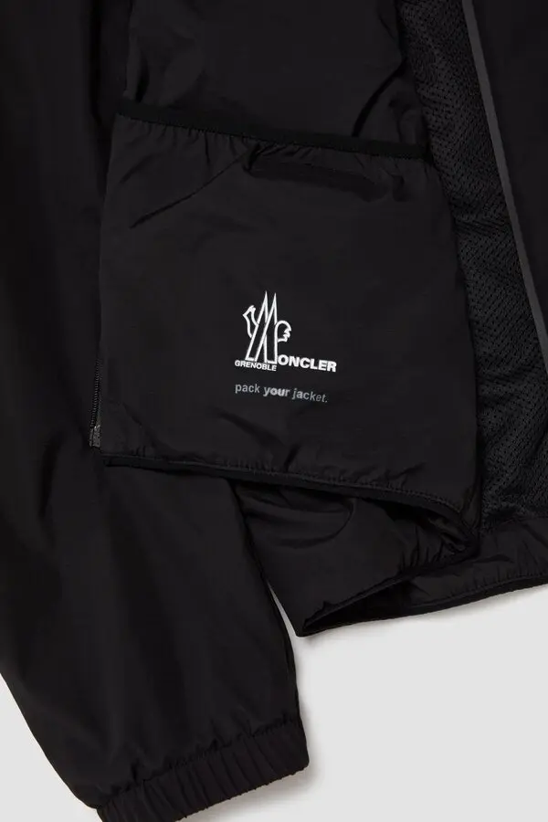 Moncler Logo Printed Hooded Jacket - Black