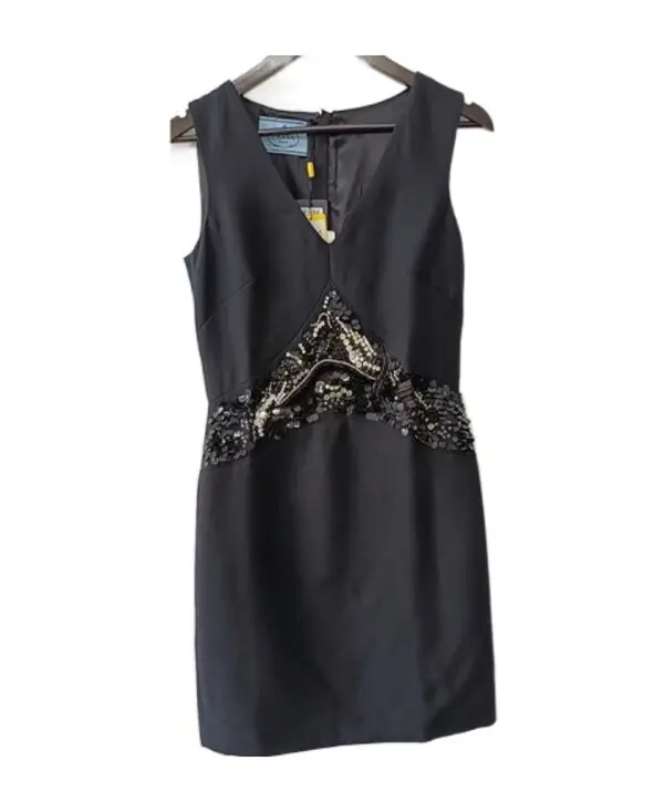 Prada V-neck Sleeveless Embellished Dress