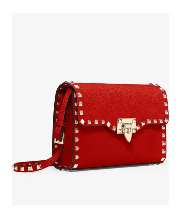 Valentino Garavani Rockstud Foldover Top Shoulder Bag - Red
