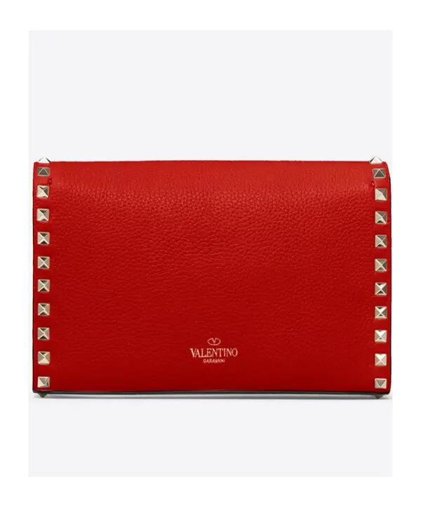 Valentino Garavani Rockstud Foldover Top Shoulder Bag - Red