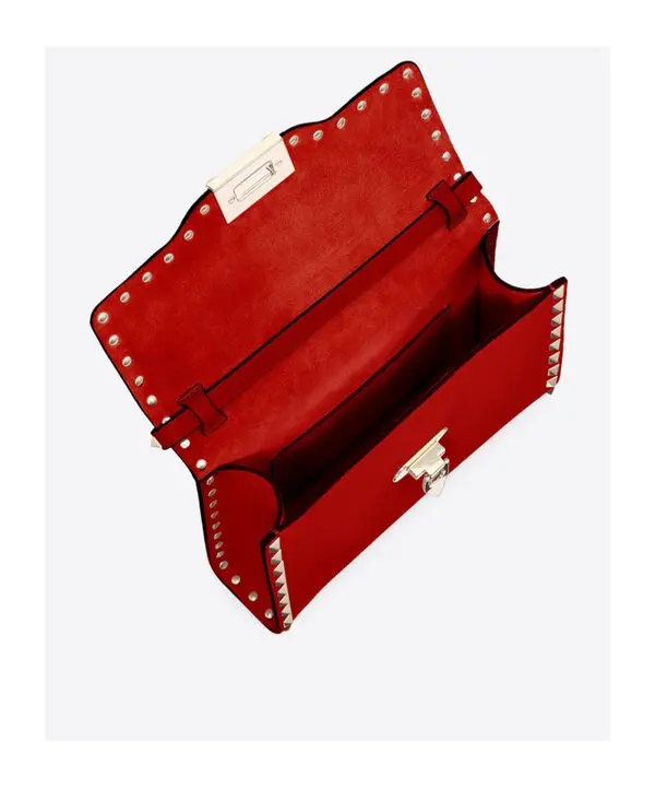 Valentino Garavani Rockstud Foldover Top Shoulder Bag - Red