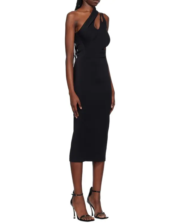 MUGLER Asymmetrical Midi Dress