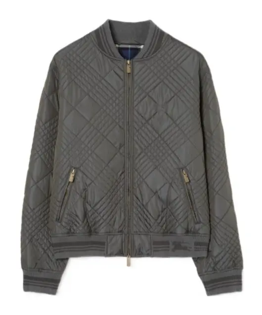 Burberry Micro Check-stitch Rakedwood Bomber Jacket - Washed Ash