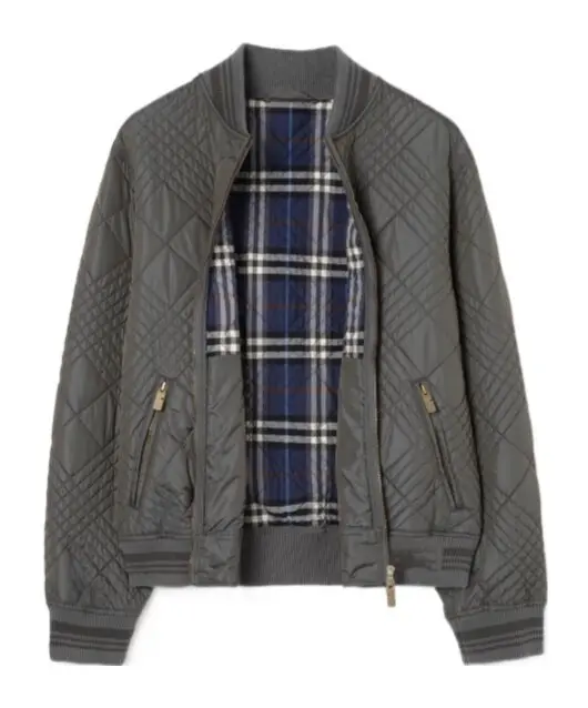 Burberry Micro Check-stitch Rakedwood Bomber Jacket - Washed Ash