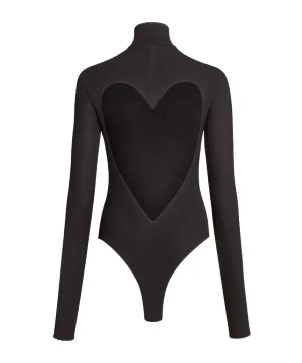 Alaïa Fluid Jersey Heart Bodysuit - Black