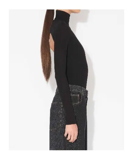 Alaïa Fluid Jersey Heart Bodysuit - Black