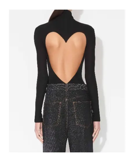 Alaïa Fluid Jersey Heart Bodysuit - Black