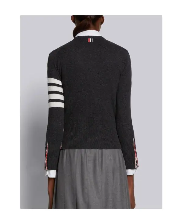 Thom Browne Four-bar Striped Buttoned Cardigan - Dark Gray