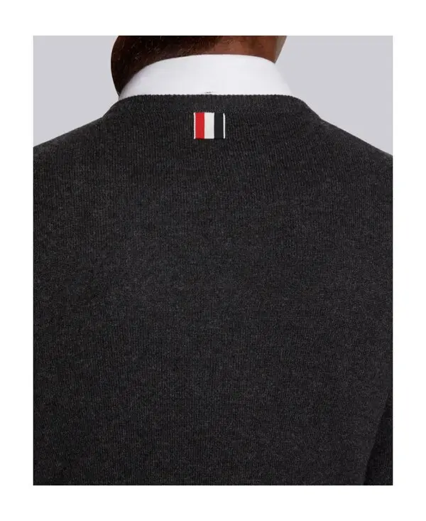 Thom Browne Four-bar Striped Buttoned Cardigan - Dark Gray