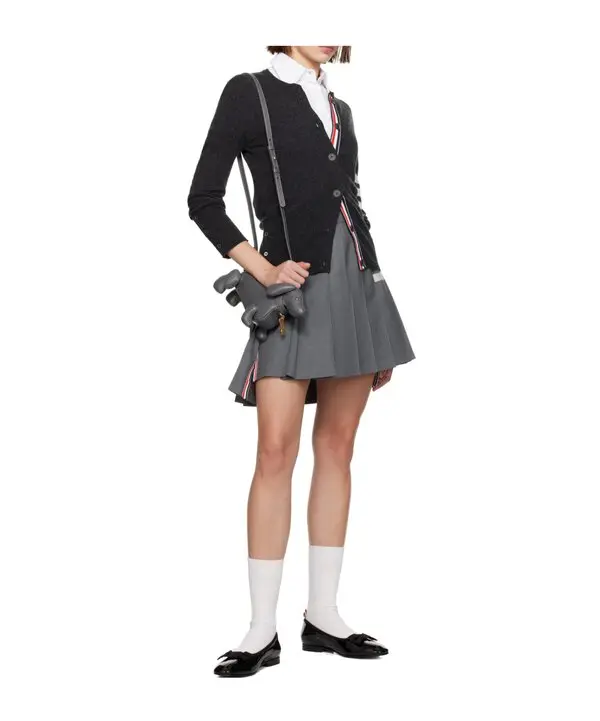 Thom Browne Four-bar Striped Buttoned Cardigan - Dark Gray