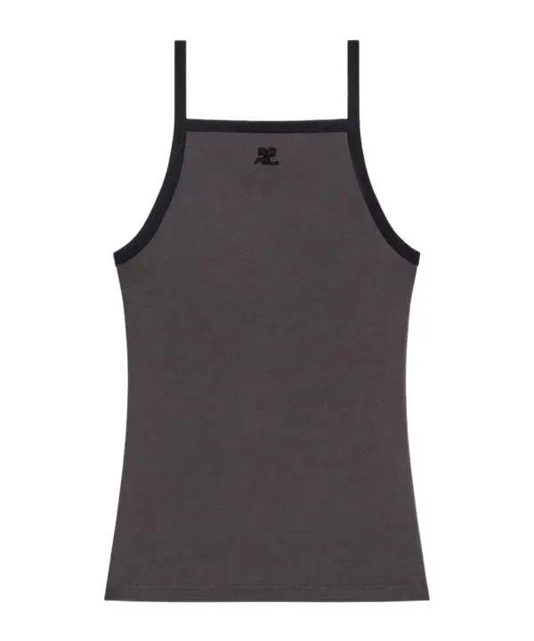 COURREGES Courrèges Strappy Square Neck Tank Top - Carbone/black