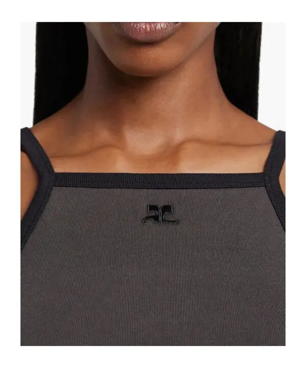 COURREGES Courrèges Strappy Square Neck Tank Top - Carbone/black