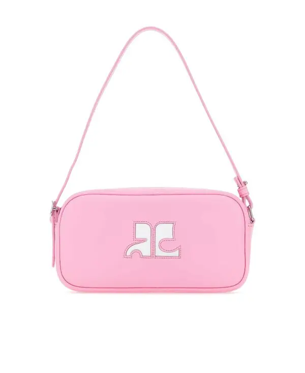 COURREGES Courrèges Logo Patch Zip-up Shoulder Bag - Pink