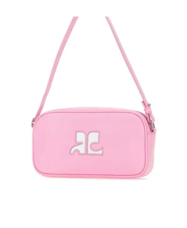 COURREGES Courrèges Logo Patch Zip-up Shoulder Bag - Pink