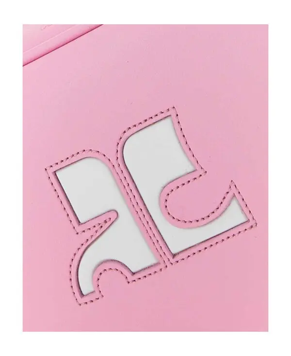 COURREGES Courrèges Logo Patch Zip-up Shoulder Bag - Pink