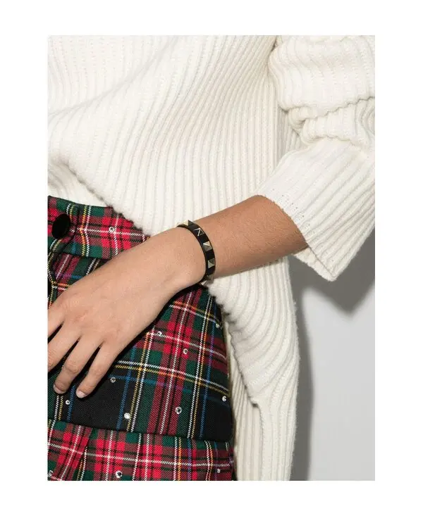 Valentino Garavani Rockstud Leather Bracelet - Black