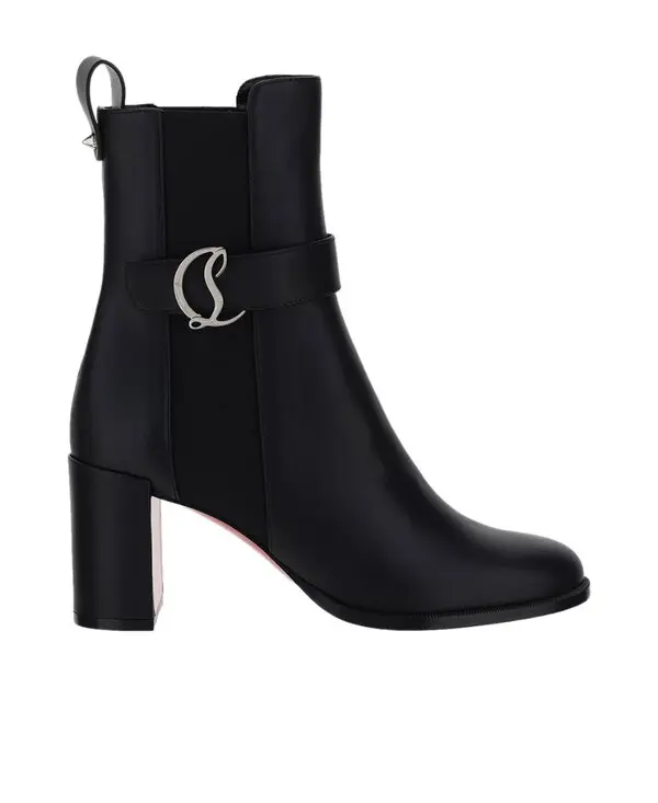 CHRISTIAN LOUBOUTIN Leather Ankle Boots With Silver Cl Logo