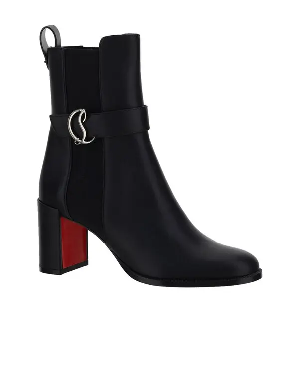 CHRISTIAN LOUBOUTIN Leather Ankle Boots With Silver Cl Logo