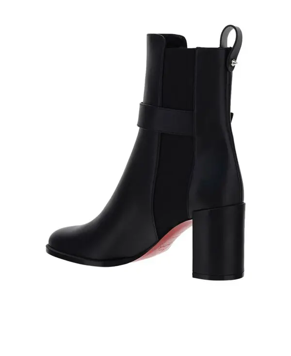 CHRISTIAN LOUBOUTIN Leather Ankle Boots With Silver Cl Logo
