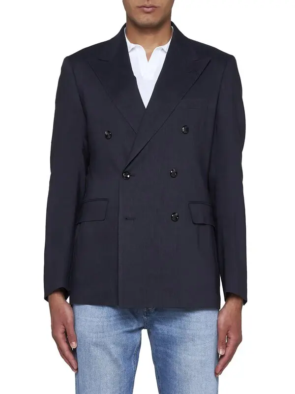 Tagliatore Double Breasted Long Sleeve Jacket - Black